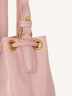 Balmain Mini Pulse Bucket Bag In Smooth Leather - Pink