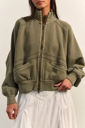 Free People We The Free Thunder Zip-up Cardigan - Summer Pine