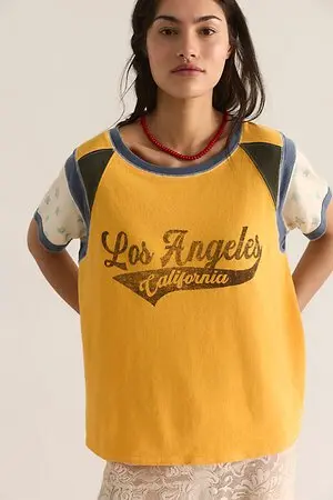 Free People We The Free Wren Tee With Vintage Athletic Details