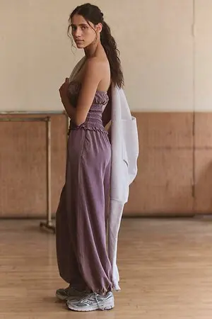 Free People Moonwake Strapless Smocked Jumpsuit - Moonscape