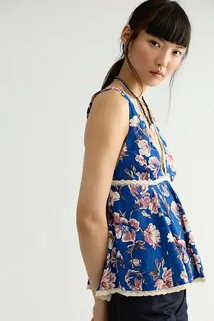 Free People Floral Halter Neck Tank Top