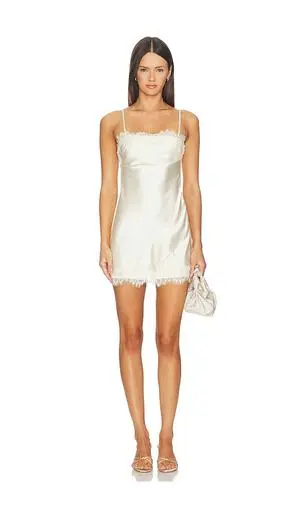 Superdown Meilani Mini Dress With Lace Trim - Cream