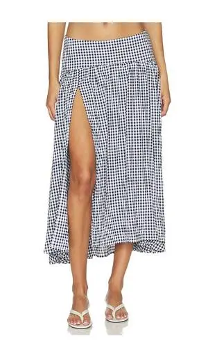 GUIZIO Allegra Low Rise Maxi Skirt - Navy