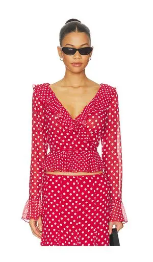 GUIZIO Mallorca Ruffle Wrap Top - Red