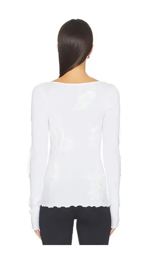 OPERASPORT Elva Ribbed Jersey Top With Lace Detailing