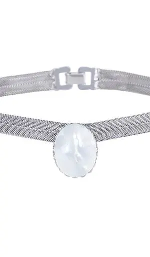 LELET NY Charlotte Mesh Choker With Mother-of-pearl Pendant