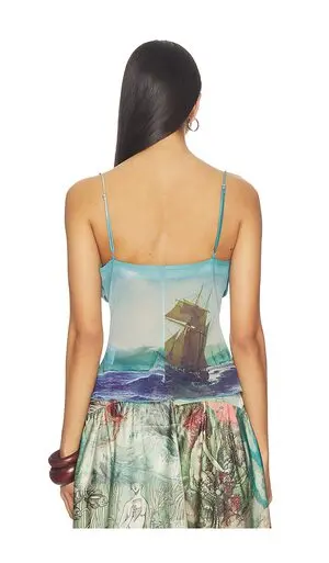 TYLER MCGILLIVARY Delphi Printed Cowlneck Tank Top
