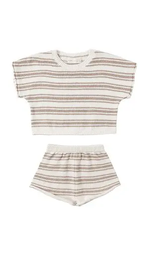 QUINCY MAE Striped Knit Set - Brown