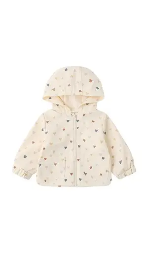 QUINCY MAE Heart Print Hooded Rain Jacket