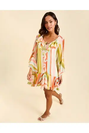 Mestiza New York Bimini Ruffle Caftan Mini Dress