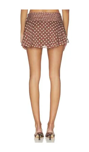 GUIZIO Chiffon Polka Dot Skirt - Espresso