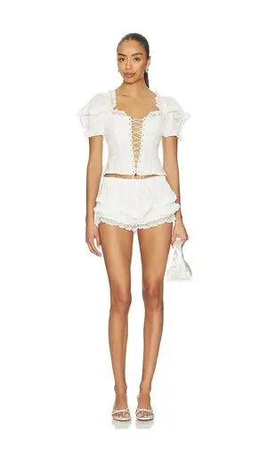 For Love & Lemons Isadora Puff Sleeve Corset Top