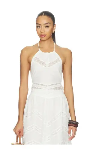 For Love & Lemons Lou Scarf Top - White