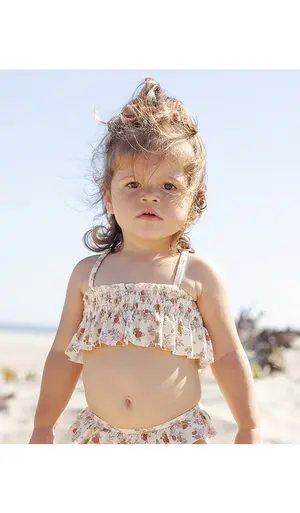 QUINCY MAE Smocked Ruffle Bikini