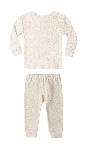 QUINCY MAE Jersey Pajama Set In Cream - Ditsy