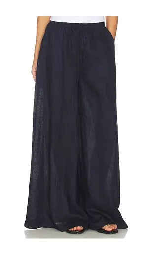 Susana Monaco Solid Linen Wide Leg Elastic Pant