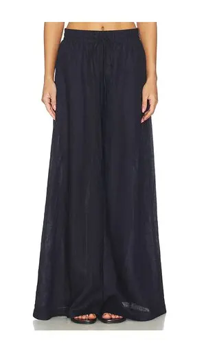 Susana Monaco Solid Linen Wide Leg Elastic Pant