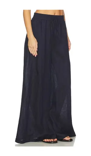 Susana Monaco Solid Linen Wide Leg Elastic Pant