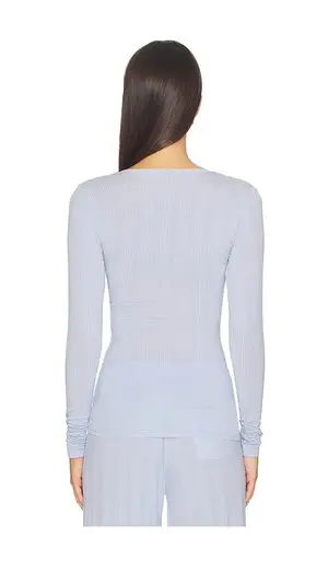 NEGATIVE UNDERWEAR Whipped Henley In Blue - Muse