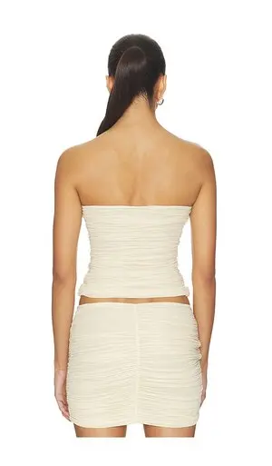 MAYGEL CORONEL Ruched One-shoulder Top With Rosette Detail - Macadamia