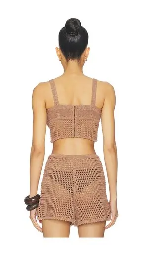 L'Agence Tracy Pointelle Knit Bralette In Brown