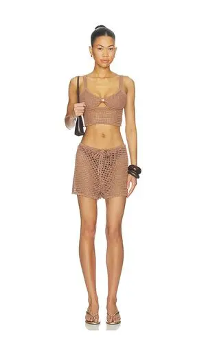 L'Agence Tracy Pointelle Knit Bralette In Brown