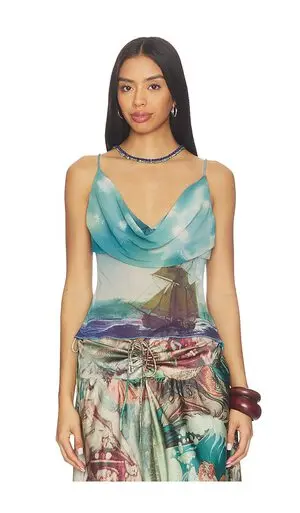 TYLER MCGILLIVARY Delphi Tank Top In Blue