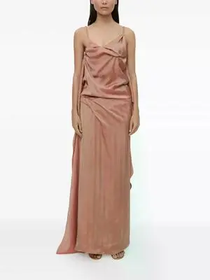 Christopher Esber Coral-tone Striped Maxi Dress
