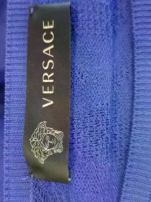 Versace Wavy Pattern Long Sleeve Midi Dress