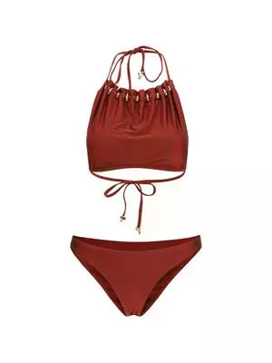 Zimmermann Aster Bead-embellished Ruched Bikini