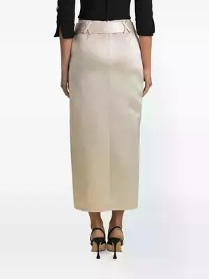 CONTESSA MILLS Morgaine Belted Side-slit Skirt - Neutrals