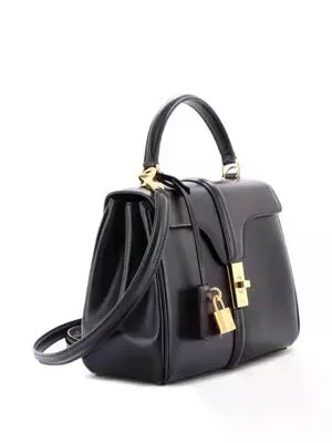 Celine 16 Top Handle Bag In Smooth Calfskin - Black