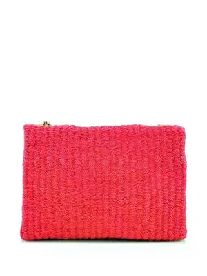Saint Laurent Monogram Raffia Shoulder Bag - Pink