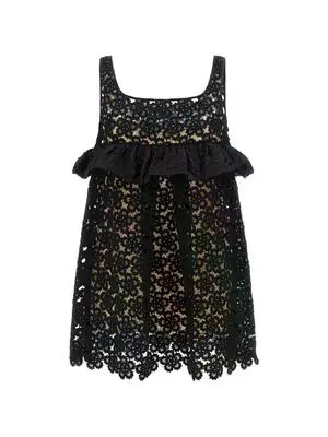 Miu Miu Floral Macramé Ruffled Dress