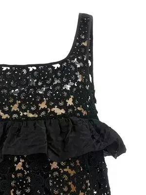 Miu Miu Floral Macramé Ruffled Dress