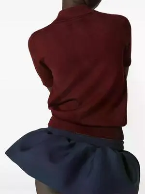 Miu Miu Wool Knit Intarsia Logo Polo Shirt