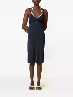 Miu Miu Embroidered V-neck Midi Dress