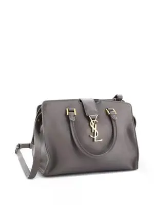 Saint Laurent Monogram Cabas Leather Baby Satchel - Grey