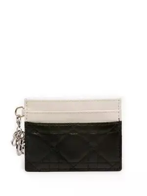 Dior 2024 Bicolor Lambskin Cannage Lady Freesia Card Holder - Black