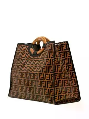 Fendi Large Zucca Embossed Leather Shopper Satchel