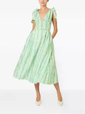Rosie Assoulin Striped Midi Dress With Tie Shoulders