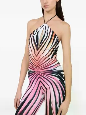 Roberto Cavalli Printed Halter Neck Jumpsuit - Black
