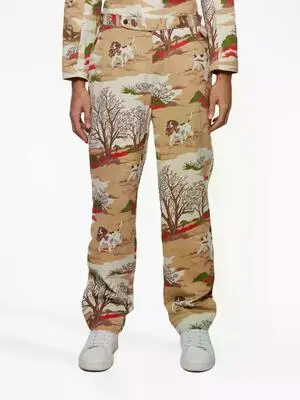 BODE Pointing Dog Graphic Print Trousers