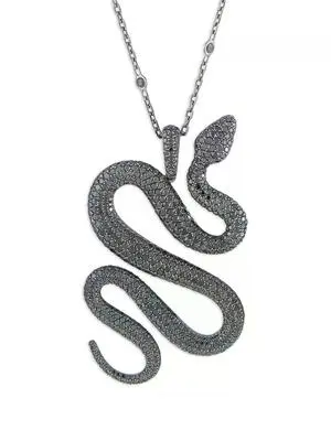Messika 18k White Gold Diamond Pavé Snake Pendant Necklace - Silver