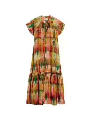 Momoni Paloma Printed Silk Maxi Dress - Green