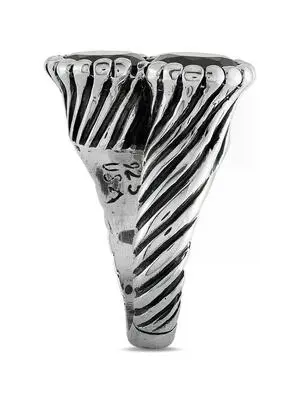 KING BABY STUDIO Twisted Band Ring With Black Cubic Zirconia