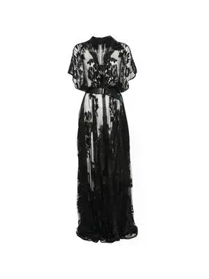 Norma Kamali Floral Devoré Maxi Dress - Black