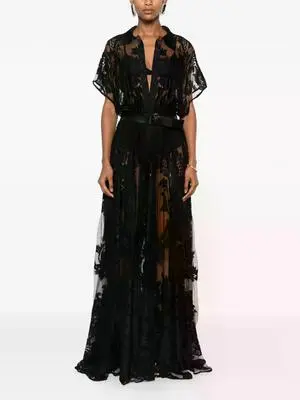 Norma Kamali Floral Devoré Maxi Dress