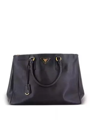 Prada Lux Saffiano Leather Double Zip Tote Bag - Black