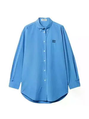Miu Miu Oversized Poplin Shirt With Embroidered Logo